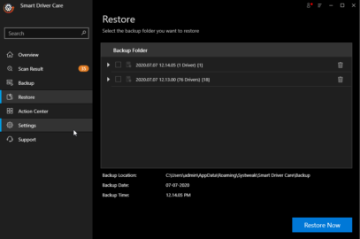 Settings – Smart Driver Care