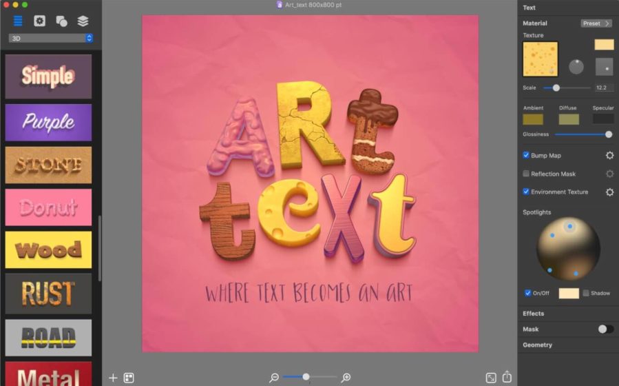 Art Text Review: Best 3D Text Editing Design App for Mac - TechCommuters