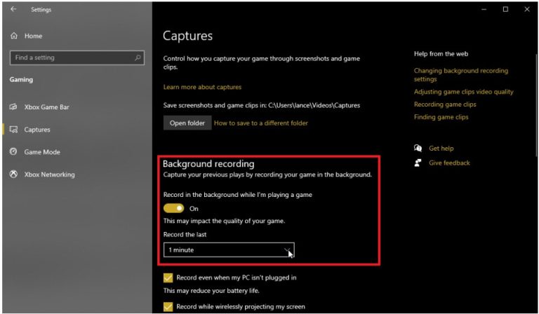 Game Captures Background Recording Settings Windows 10: Complete Guide