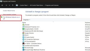 Programs And Features Settings in Windows 11 - Open/Enable/Disable